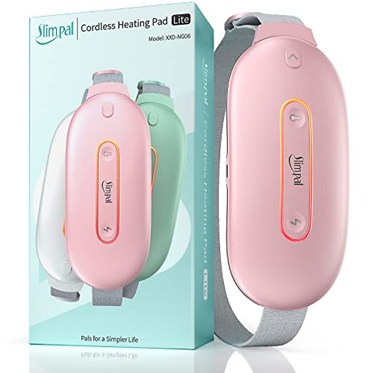 Slimpal Heating Pad for Cramps, Portable USB Cordless Heating Pad with Massager for Back Pain Relief, FSA HSA Eligible Heat Belt Gifts for Women Pink