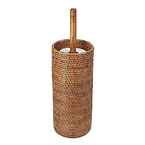 KOUBOO 3 Rolls La Jolla Hand Woven Rattan Toilet Roll Stand, Honey Brown
