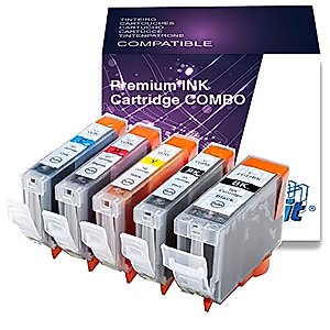 5 Packs PGI-5BK CLI-8 compatible Ink Cartriges with CHIPs