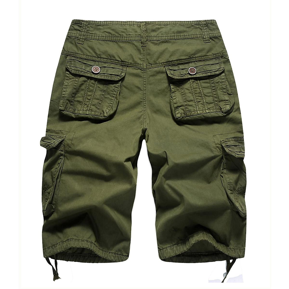 FOURSTEEDS Women's Casual Fitted Multi-Pockets Camouflage Twill Bermuda Cargo Shorts Army Green US 6