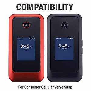 Case for Consumer Cellular Verve Snap Flip Phone, Nakedcellphone Slim Hard Shell Protector Cover with Grid Texture for for Z2336CC - Red