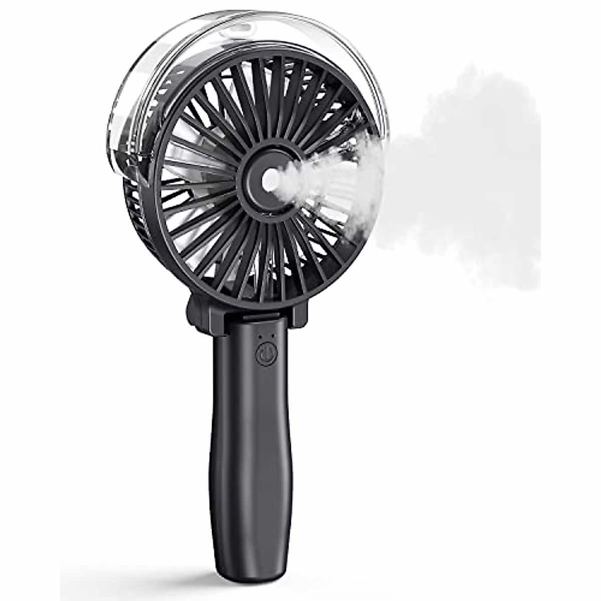 Zuvas Misting Handheld Fan 4800mAh Battery Powered Small Portable Fan with Spray 3 Speed 180°Foldable USB Personal Fan, for Travel Camping Outdoor Sports Neck Lanyard, Black
