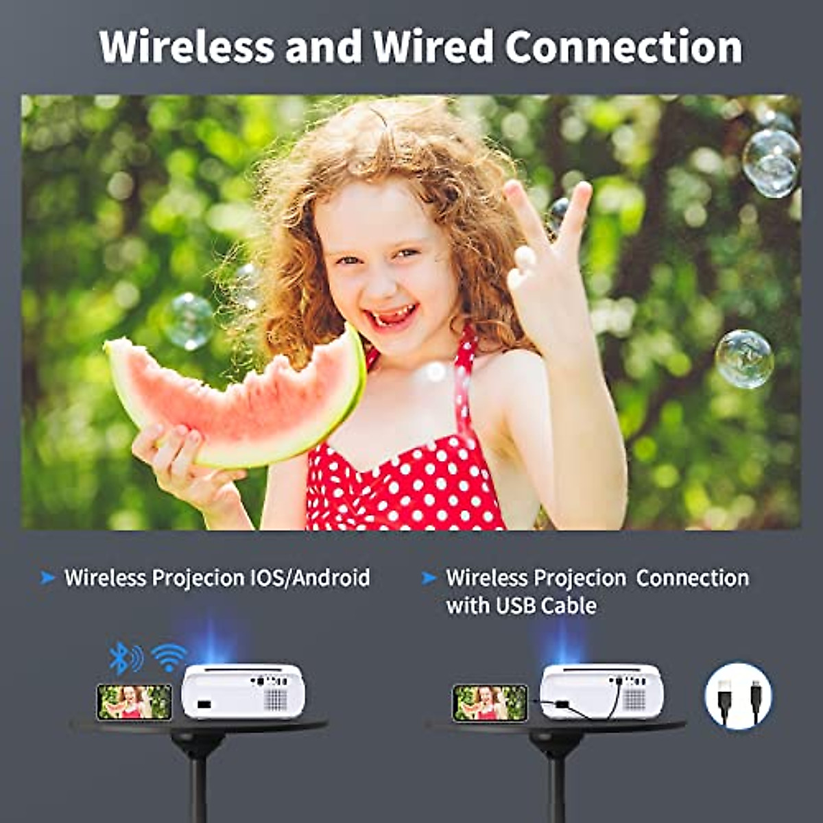 HAPPRUN Projector, 12000L Full HD 1080P Projector with 5G WiFi Bluetooth, 300" Display, Touch Screen, Portable Outdoor Projector Supports 4K & Zoom, Compatible w/Phone/Laptop/TV Stick/PS5