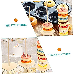 LIFKOME 8 pcs Wooden Donut Stand donut treat stand Doughnuts Stand donut display stand donut tree stand donut bar stand donuts stand for party Wooden Doughnut Holder Baby pendant household