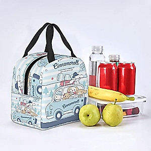 BAMUTECH Insulated Lunch Box Lunch Bags - Portable & Spacious Reusable Adults Tote Bag For Women,Men,Boys,Girls, Blue, 8.5in x 8in x 5in