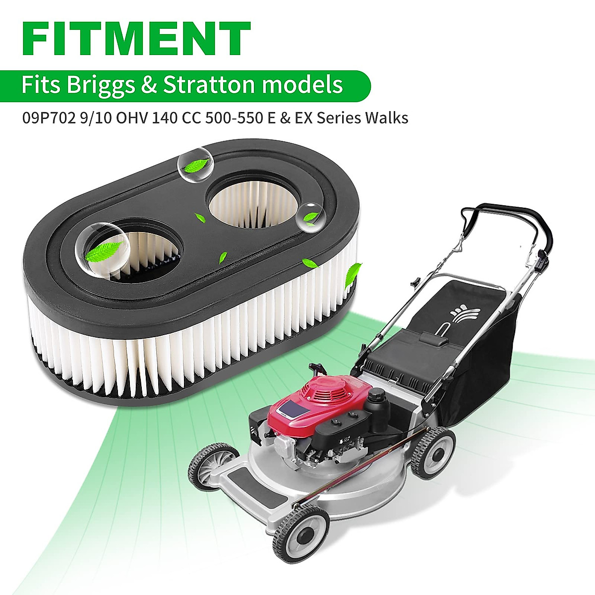 Generic 593260 798452 Air Filter, 2 Pack 593260 Air Cleaner Cartridge Filter, Lawn Mower Air Filter Suitable for 550E 550EX 500EX 625EX 675EXI 725EXI 575EX Series Engine 4247 5432 5432K 09P702