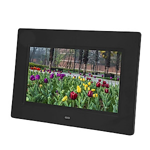 HD Digital Photo Frame, Slideshow 7 Inch IPS Screen Support USB 100‑240V Electronic Album with Remote Control for Wedding Party (US Plug)