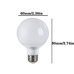 Lxcom Lighting G60 LED Light Bulb 3W Globe Bulbs 25W Incandescent Bulb Equivalent E26/E27 Base Daylight White 6000K 300LM LED Small Vanity Light for Makeup Mirror Home Lighting, 6 Pack
