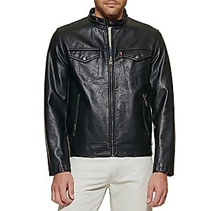 Levi's Men's Faux Leather Racer Jacket, Black, XX-Large