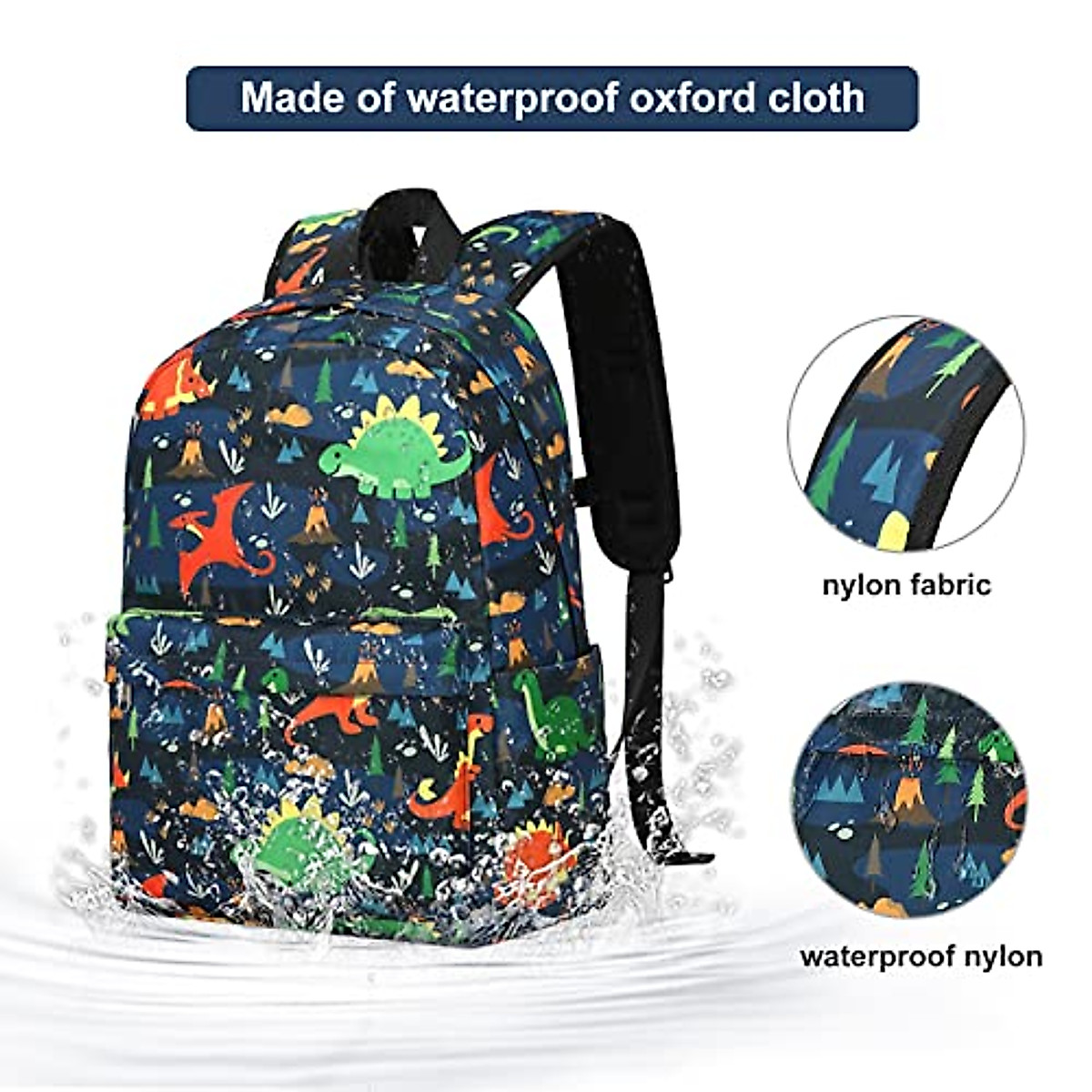ZHT Dinosaur Backpack For Boys, Cute Lightweight Waterproof Preschool Kids Backpack, Kindergarten Nursery Travel Bag With Chest Strap