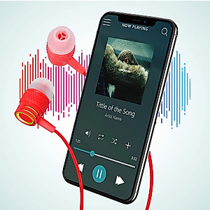 UrbanX R2 Wired in-Ear Headphones with Mic for Sony Xperia 10 with Tangle-Free Cord, Noise Isolating Earphones, Deep Bass, in-Ear Bud Silicone Tips