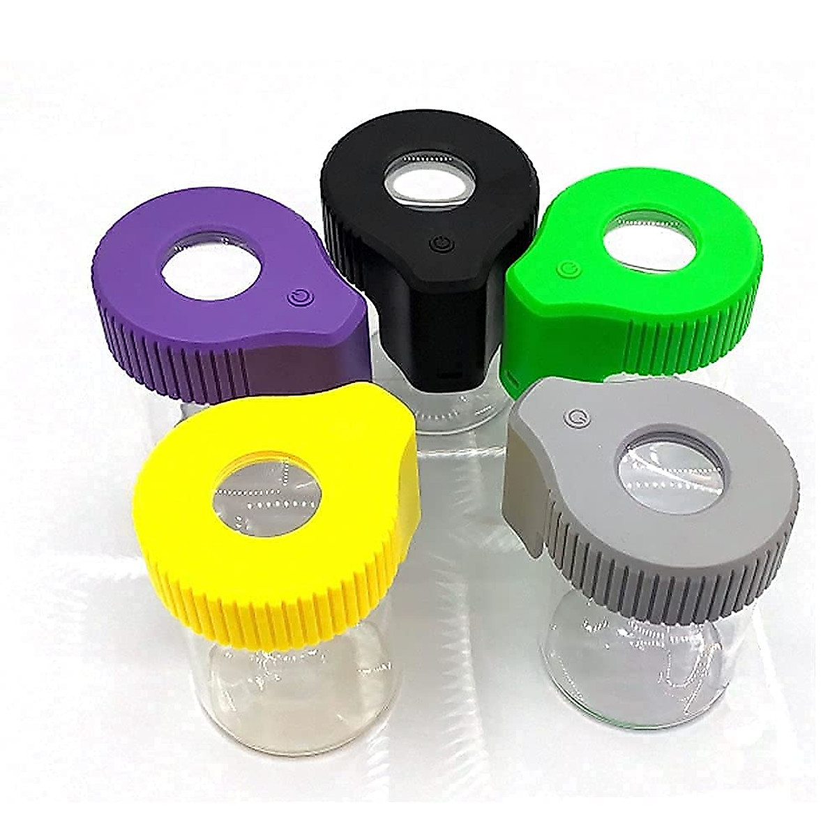 Oweto Led Transparent Glass Seal Storage Jar, Light-Up Magnifying Glass Ornamental Bottle (Blue)