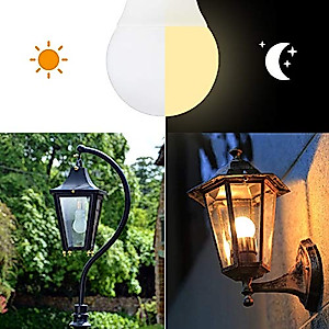 Dusk to Dawn Light Bulb Outdoor - 2 Pack LED Sensor Light Bulb Automatic Light Sensing, 6W 40 Watt Equivalent Warm White 2700K Standard Base, Indoor Outdoor Porch Patio Front Door Yard Lighting