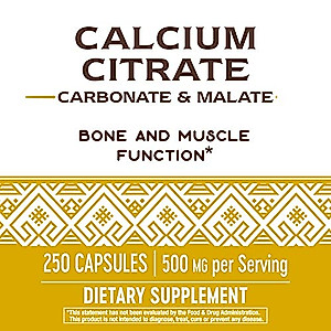 Nature's Way Calcium Citrate Complex, 500 mg per serving, 250 Capsules