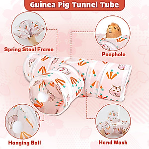 YUEPET 5.9" Guinea Pig Tunnels & Tubes Collapsible Pet 3 Way Play Tunnel Toys Small Animal Hideout Hideaway for Guinea Pig Chinchilla Ferret Hamster Rat(White)