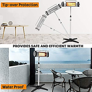 Outdoor Patio Heater, FLAMEMORE Electric Patio Heater with Remote, 1500W Standing Infrared Heater, Quiet & 24H Timer, Space Heater for Garage Outdoor Use, Tip-Over Protection