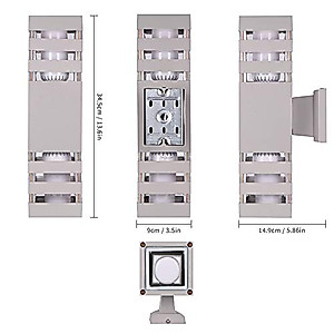 AOZBZ Modern Outdoor Wall Light, Waterproof Aluminum Wall Mount Light Fixtures, Up Down Dual Head E27 Lighting Source, AC 85-240V Porch Lights for Courtyard Garden Corridor