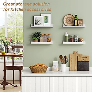 Forbena Small Floating Shelves for Wall Set of 4, White Picture Ledge Shelf with Lip for Bedroom Living Room Photo Frames, Cute Wall Shelf for Bathroom Organizers and Storage, Nursery Kids Book