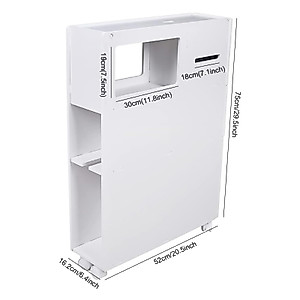 ILWorkTLs Toilet Slim Bathroom Storage Cabinet, Narrow Cabinet with Drawer and Wheel,2 Drawers Toilet Slim Floor Cabinet for Bathroom,White