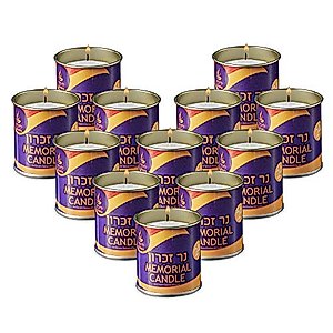 Tribello 1 Day Yahrzeit Memorial Candles - 6 Pack - Yahrzeit Candle for Ner Neshama, Yom Kippur Candles, Yizkor Candles - Unscented Paraffin Wax 24 Hour Yahrzeit Candles in Tin Cup Holder