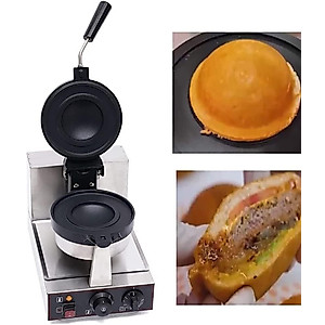 Electric Burger Waffle Maker, 1000W Commercial Single Head Non Stick Panini Press Hamburger Machine, Ice Cream Waffle Baker Machine for Home Kitchen Use Breakfast
