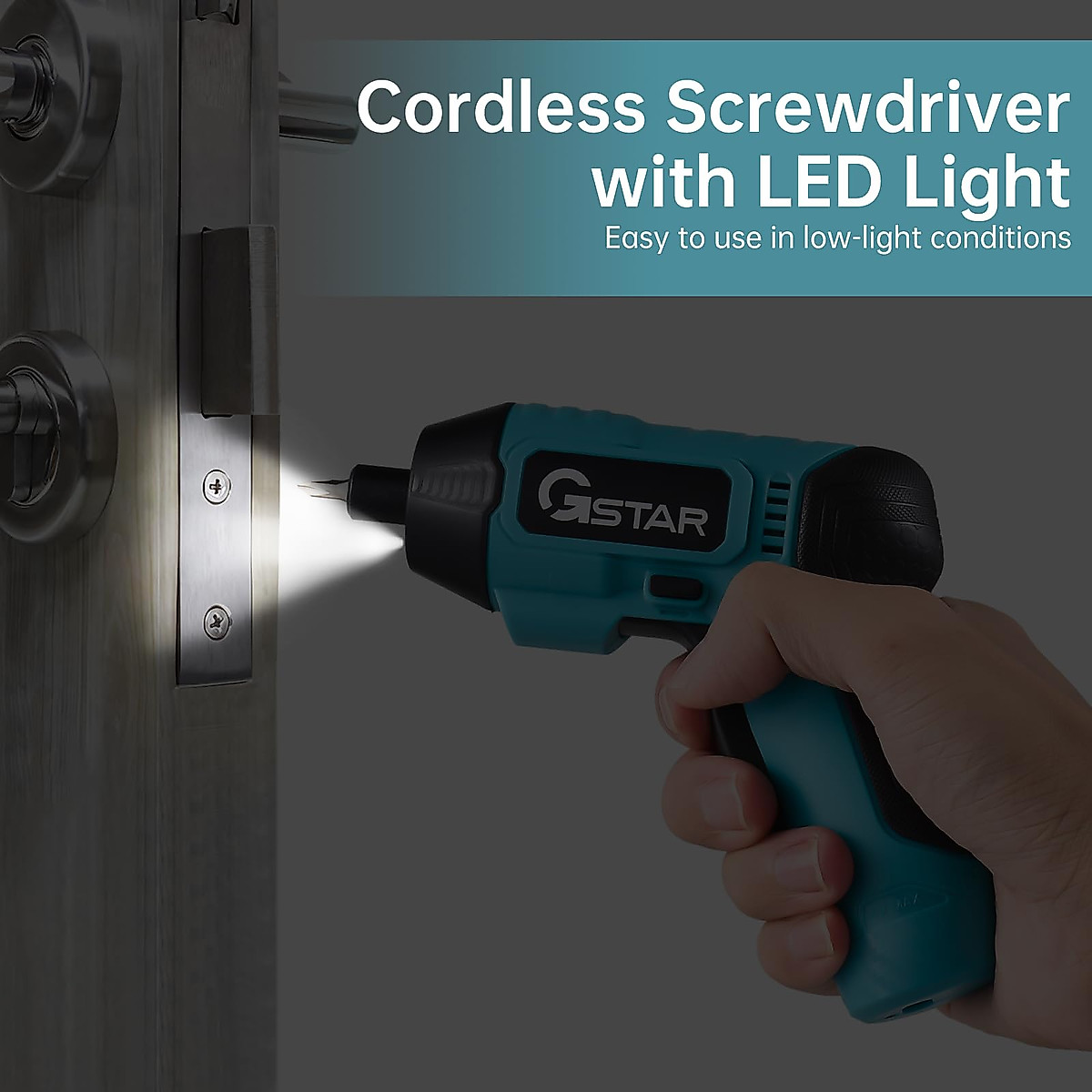 Cornesty Cordless Screwdriver Kit with CRV 50mm Magnetic Bits Set, 3.7V Electric Screwdriver Drill Ket Power Tools with LED Light, Spindle Lock, USB Charging Cable, Storage Box (Blue)