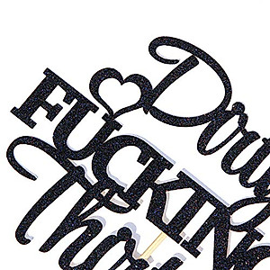Dirty F*cking Thirty Cake Topper, Thirty AF, Happy 30th Birthday/Anniversary Party Decoration Supplies Black Glitter.