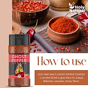 Ghost Pepper Powder (Bhut Jolokia Chili) - 3.5 oz/100 gm, 100% Pure, Smoked, Hottest & Spicy Chili Powder, Add Unique, Delicious, Complex and Smoky Flavor to Your Favorite Dishes