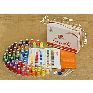 Candle 63 Colors Embroidery Machine Thread - Kit of Polyester Brother Thread Spools 500M (550 Yards) for Home Users