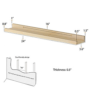 Wallniture Denver 24" Book Shelves for Kids Room Decor and Nursery, Wood Floating Shelves for Wall, Natural Pine, Set of 6