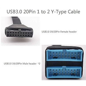 HOXIBSL USB 3.0 Header Splitter Extension Cable,Motherboard USB 3.0 Internal hub Splitter,19/20 Pin 1 to 2 Y Type Cable - DIY Products 5.8 in