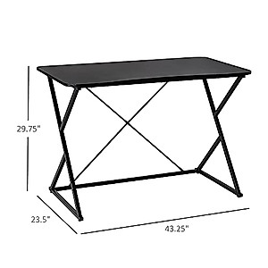 HOMCOM 43" Home Office Computer Desk Study Student Writing Table with Z and X Bar Frame Support for Living Room, Black
