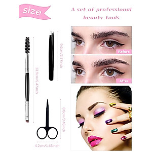 EBANKU 7pcs Eyelash Comb Brush Tools Eyebrow Brush Comb Eyelash Separator Tool Professional Eye Brow Spoolie Brushes for Makeup Grooming Eyelash Curler Silicone Refill Pads Tweezers Scissors