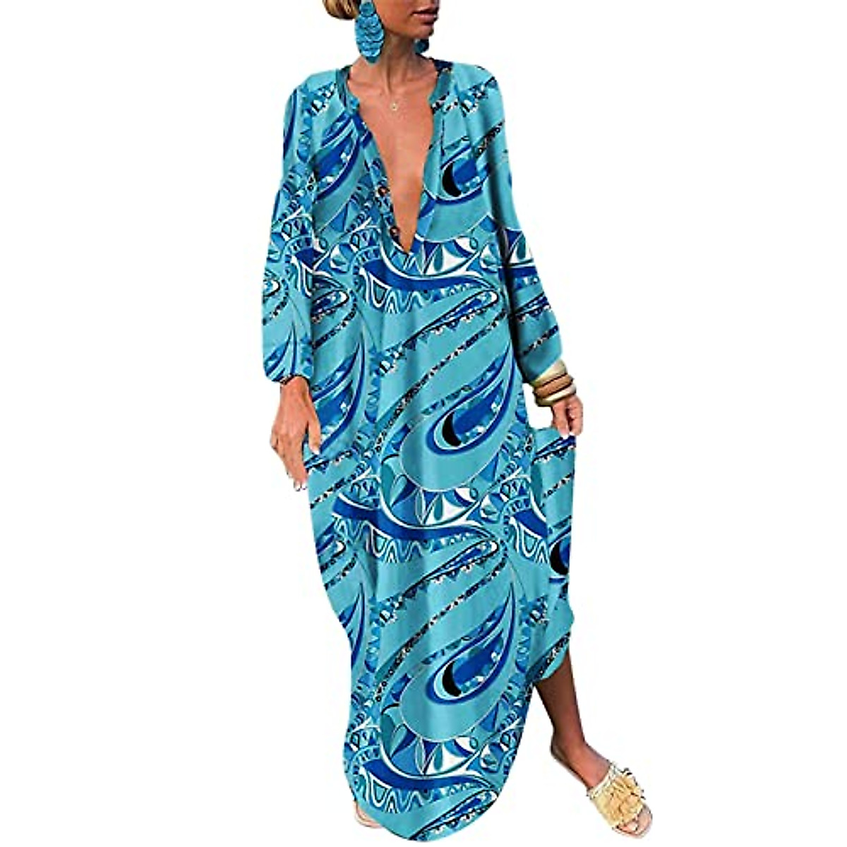 High Waist Smocked Flowy Tiered Mixi Dress Vintage Gingham Tunic Dress Casual Solid Ribbed Knit Maxi Dress Sky Blue