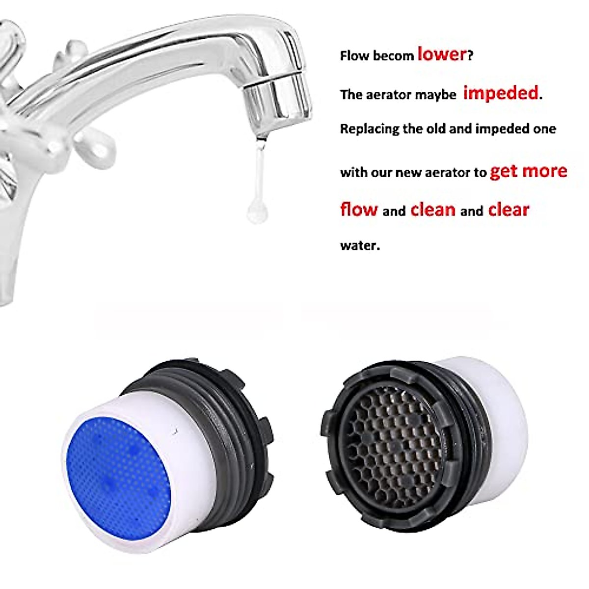 1.2GPM Faucet Replacement Part Insert Filter, Restrictor Aerator, 16.5mm/0.65Inch, 4 Pack