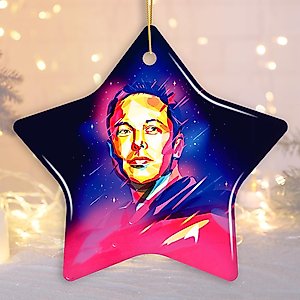 Pop Culture, Movie, and Music Themed Trendy Christmas Ornaments (Elon Musk Christmas Ornament, Abstract Digital Art SpaceX)