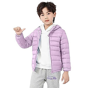 Hooded Puffer Jackets for Boys and Girls Warm Comfy Windproof Coat Outerwear Soft Faux Fur Hoodie Windbreaker Ski Jacket