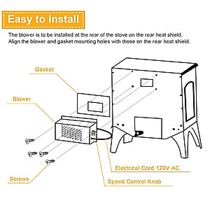 Criditpid PBAR-2427 Fireplace Blower Fan Kit for Vent Free Stove or Wood Burning Stoves, Blower for GHP Group Pleasant Hearth VFS2-PH30DT, VFS2-PH20DT, VFS-PH20DT Fireplace