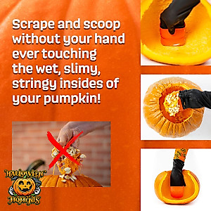 Halloween Moments Pumpkin Scraper Glove – As Seen On Shark Tank - Mess Free and Fun Pumpkin Carving Kit – Carve and Clean Jack-O-Lantern Guts with Ease and Zero Mess on Your Hands!
