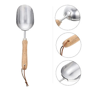Happyyami Gardening Tools Stainless Steel Scoop Gardening Shovel Feed Scooper Flower Soil Shovel Hand Rake Sand Shovels for Kids Handheld Spades Digging Shovel Child Tsubaki Potted Plant