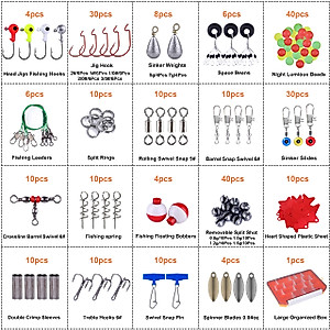 PLUSINNO Telescopic Fishing Rod and Reel Combo, 263 Pcs Fishing Tackle Kit with Tackle Box