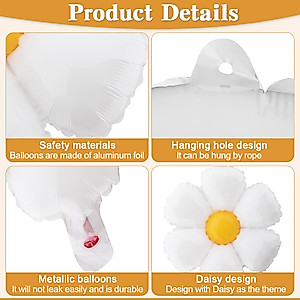 10pcs set Daisy Balloons, Shower Decoration Banners,Happy Birthday Decorations Felt Bunting for Girls Boys Birthday Party Supplies(Yellow+White)