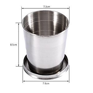 Travel Folding Cup S/M/L Stainless Steel Cup Camp Keychain Design Retractable Telescopic Collapsible Cup(L)