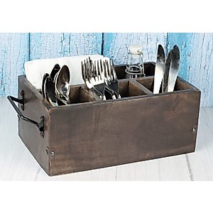 ARTISENIA Mother's Day Gifts Wooden Kitchen Utensil Holder With 4 Compartments Wood Utensil Organizer for Cutlery, Napkins, Cups Caddy Organizer