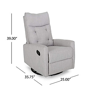 Great Deal Furniture Ishtar Contemporary Glider Swivel Push Back Nursery Recliner - Light Gray and Black Finish 35.75D x 25W x 39H in