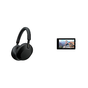 Sony WH-1000XM5 The Best Wireless Noise Canceling Headphones with Auto Noise Canceling Optimizer & 3.5” LCD Vlog Monitor with Mount and USB-C Cable