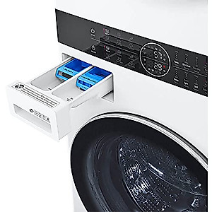 LG WKEX200H Single Unit Washtower With Center Control 4.5 Cu.Ft. Front Load Washer & 7.4 Cu.Ft. Electric Dryer (White)
