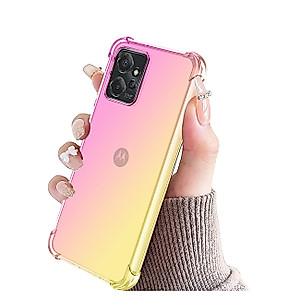 KOARWVC Case for Motorola ThinkPhone Case, Moto ThinkPhone 5G Case, Crystal Clear Case Gradient Slim Anti Scratch TPU Shockproof Protective Phone Cases Cover for Motorola ThinkPhone (Pink/Gold)