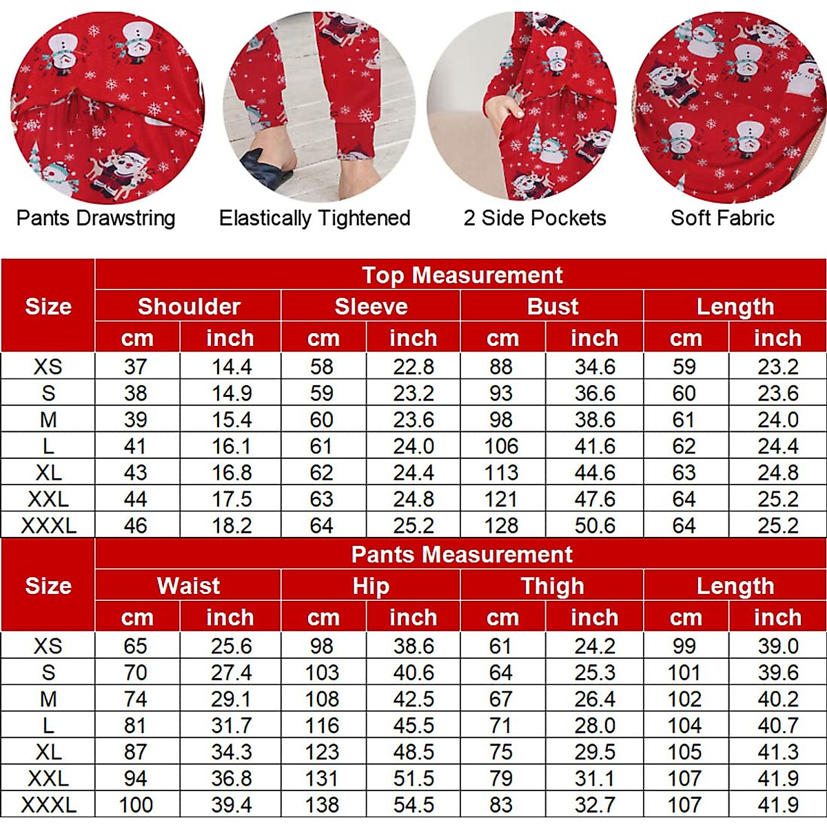 Ekouaer Pajamas Women's Long Sleeve Pj Set Soft 2 Piece Loungewear Sleepwear with Jogger Pants Christmas Print,L
