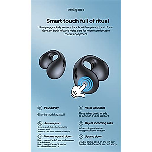 2023 New Wireless Ear Clip Bone Conduction Headphones - Open Ear Wireless Bluetooth Earbuds, Waterproof Ear Hook Bluetooth Headphones After Shock Bone Conduction Headphones For All Phone (BLACK)